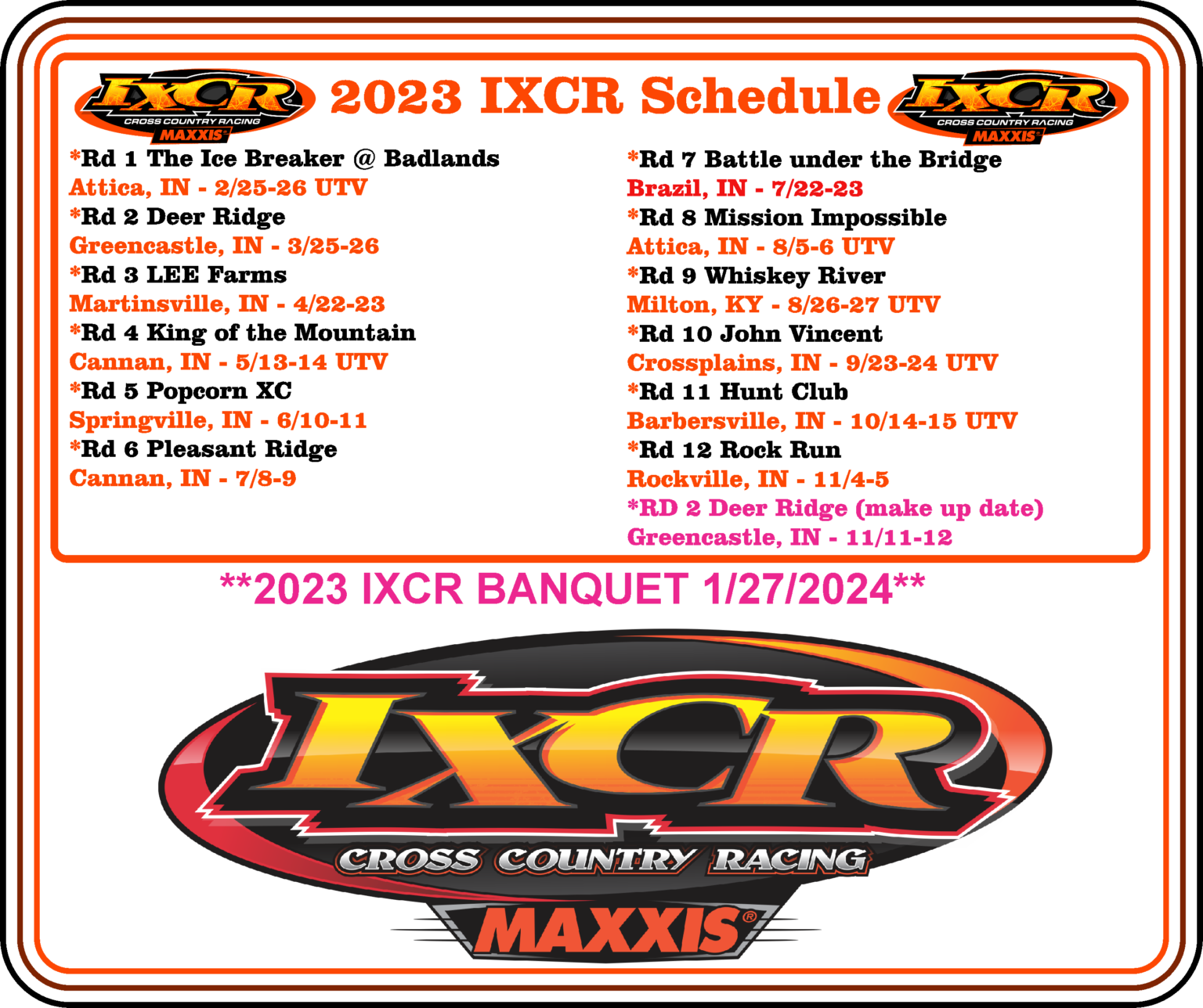 Schedule – IXCR – Welcome to IXCR.com!